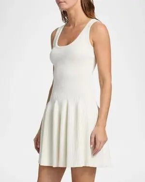 MILLY Marea Rib-knit A-line Mini Dress