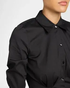 L & APOS;AGENCE Journi Pintucked Shirtdress Black