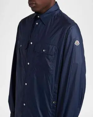 Moncler Apos;s Nylon Snap-front Shirt Jacket - Navy