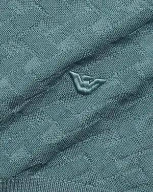 Emporio Armani Apos;s Tonal Basketweave Wool Sweater - Teal