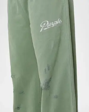 PURPLE BRAND Apos;s Distressed Cotton Flared Logo Sweatpants - Green