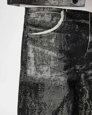 PURPLE BRAND Apos;s P018 Trompe L & Apos;oeil Baggy Fit Crystal-embellished Pants - Black