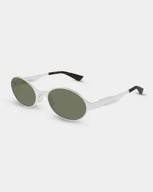 Bottega Veneta 55mm Metal Oval Sunglasses - Silver