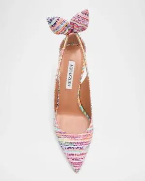 AQUAZZURA 85mm Bow Tie Tweed Pumps