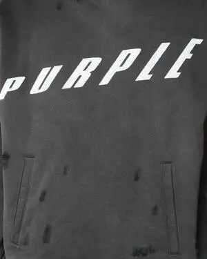 PURPLE BRAND Apos;s Slanted Logo Distressed Fleece Hoodie - Black