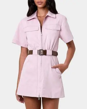 NICHOLAS Embla Belted Denim Utility Mini Dress
