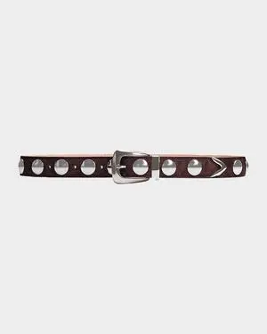 Khaite Benny Studded Suede Belt - Coffee