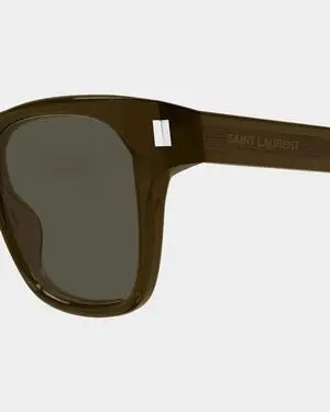 Saint Laurent Apos;s Square Acetate Sunglasses - Brown