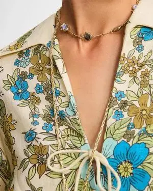 ALEMAIS Sophia Boxy Floral-print Linen Top