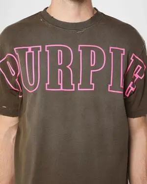 PURPLE BRAND Apos;s Logo Outline Distressed Jersey T-shirt - Black