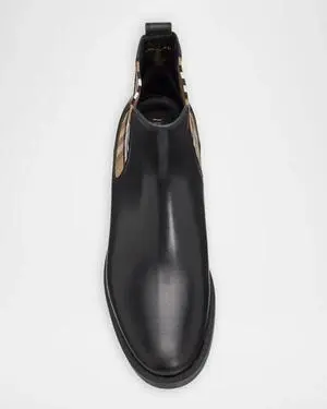 Burberry Check Leather Chelsea Boots