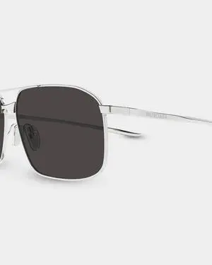 Balenciaga Apos;s Metal Rectangle Sunglasses - Silver