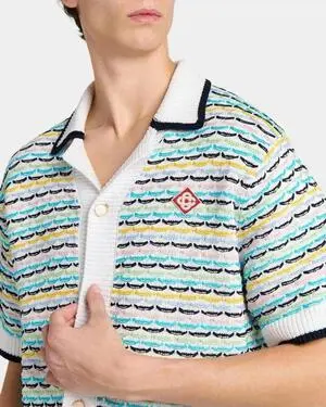 Casablanca Tuck-stitch Cotton Knit Short-sleeve Shirt - Multi