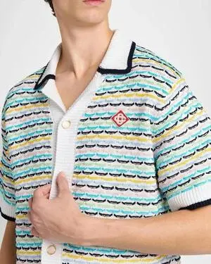 Casablanca Tuck-stitch Cotton Knit Short-sleeve Shirt - Open