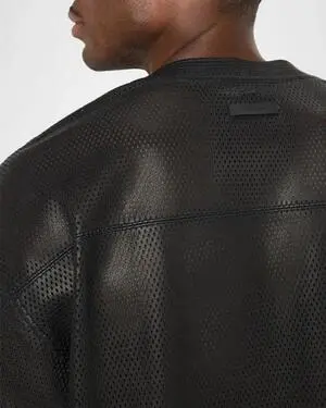 PURPLE BRAND Apos;s Leather Mesh T-shirt - Black