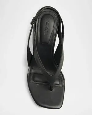 Simkhai Darya Leather Wedge Thong Sandals - Black