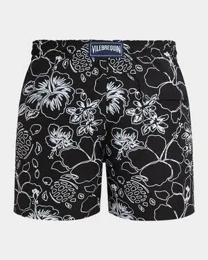 Vilebrequin Apos;s Turtle-print Swim Trunks - Black