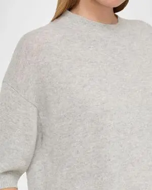Lafayette 148 New York Oversized Elbow-sleeve Cashmere Sweater - Grey
