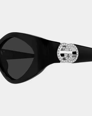 Gucci Hailey 52mm Oval Sunglasses - Black