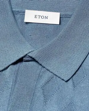 Eton Apos;s Knitted Cotton-silk Polo Sweater - Light Blue