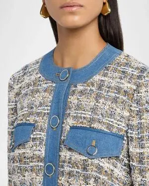 Veronica Beard Ainslie Tailored Tweed Jacket Navy Multi