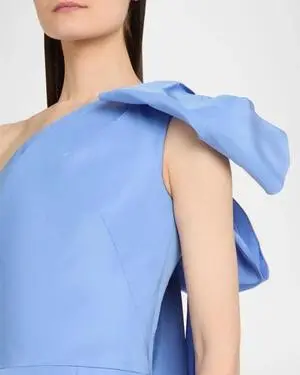 Oscar De La Renta One-shoulder Bow Column Gown
