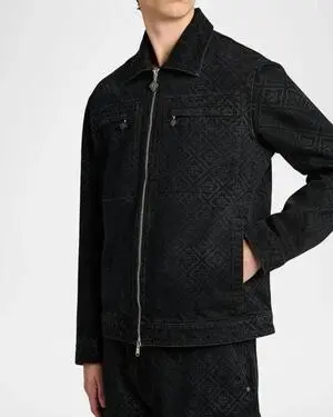 Casablanca Apos;s Monogram Full-zip Denim Jacket - Black
