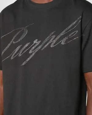 PURPLE BRAND Apos;s Rhinestone Logo Crewneck T-shirt - Black