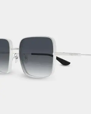 Alexander McQueen 55mm Metal Square Sunglasses - Silver