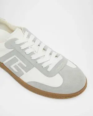 Balmain Apos;s Swan Leather And Suede Low-top Sneakers - Gris Clair