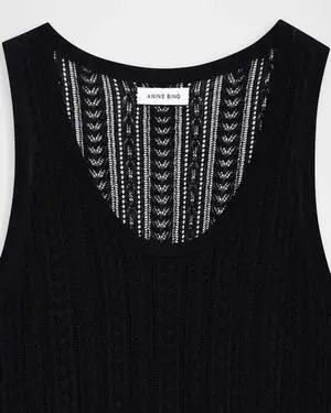 ANINE BING Arie Open-knit Maxi Dress - Black