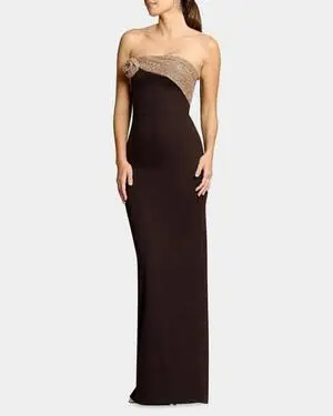 Dress The Population Lorraine Rosette Strapless Gown