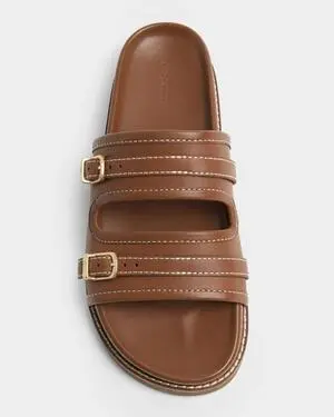 Simkhai Aura Leather Pool Slide Sandals
