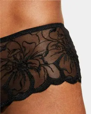 Chantelle Fleur Sheer Floral-embroidered Hipster Brief - Black