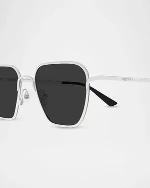 Alexander McQueen Apos;s Am0561s-001 Metal Square Sunglasses - Silver