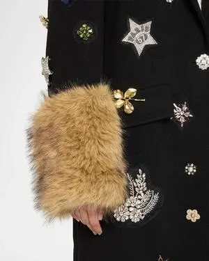Cinq À Sept Mariella Embellished Faux-fur-cuff Coat - Black Mult