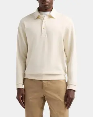 Vince Apos;s French Terry Polo Sweatshirt - Bone