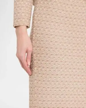 Misook Tonal Tweed Straight Knit Skirt - Biscotti/w