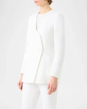 Akris Hakka High Plains Stretch Denim Long Jacket - Ecru