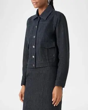 Akris Hilbert Short Stretch Denim Jacket - Black Deni