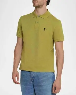 AMI Paris Apos;s Cotton Pique De Coeur Polo Shirt - Vert Boute