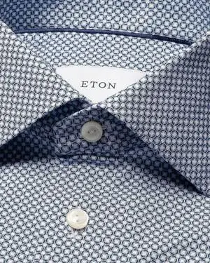 Eton Printed Stretch-cotton Slim-fit Shirt - Mid Blue