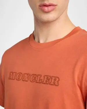 Moncler Apos;s Tonal Logo Outline Crewneck T-shirt - Mango