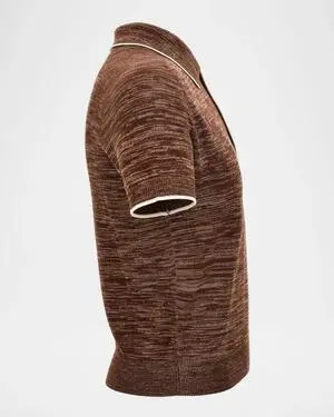 Versace Apos;s Mouline Jacquard Knit Polo - Brown