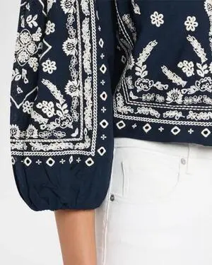 Veronica Beard Drake Embroidered Jacket - Navy