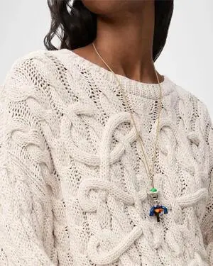 Loewe X Paula & Apos;s Ibiza Anagram Cable-knit Sweater - Ecru