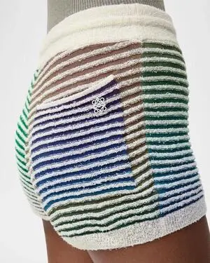 Loewe X Paula & Apos;s Ibiza Stretch Cotton Striped Knit Shorts