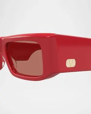 Valentino Garavani Ultra Vintage 52mm Rectangular Sunglasses - Red