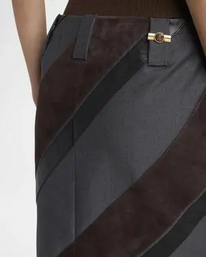 Versace Paneled Midi Skirt - Brown/grey