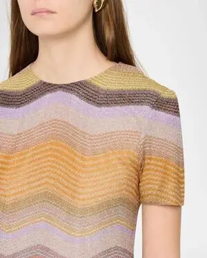Missoni Metallic Chevron Short-sleeve Mini Dress - Smsqq-mult